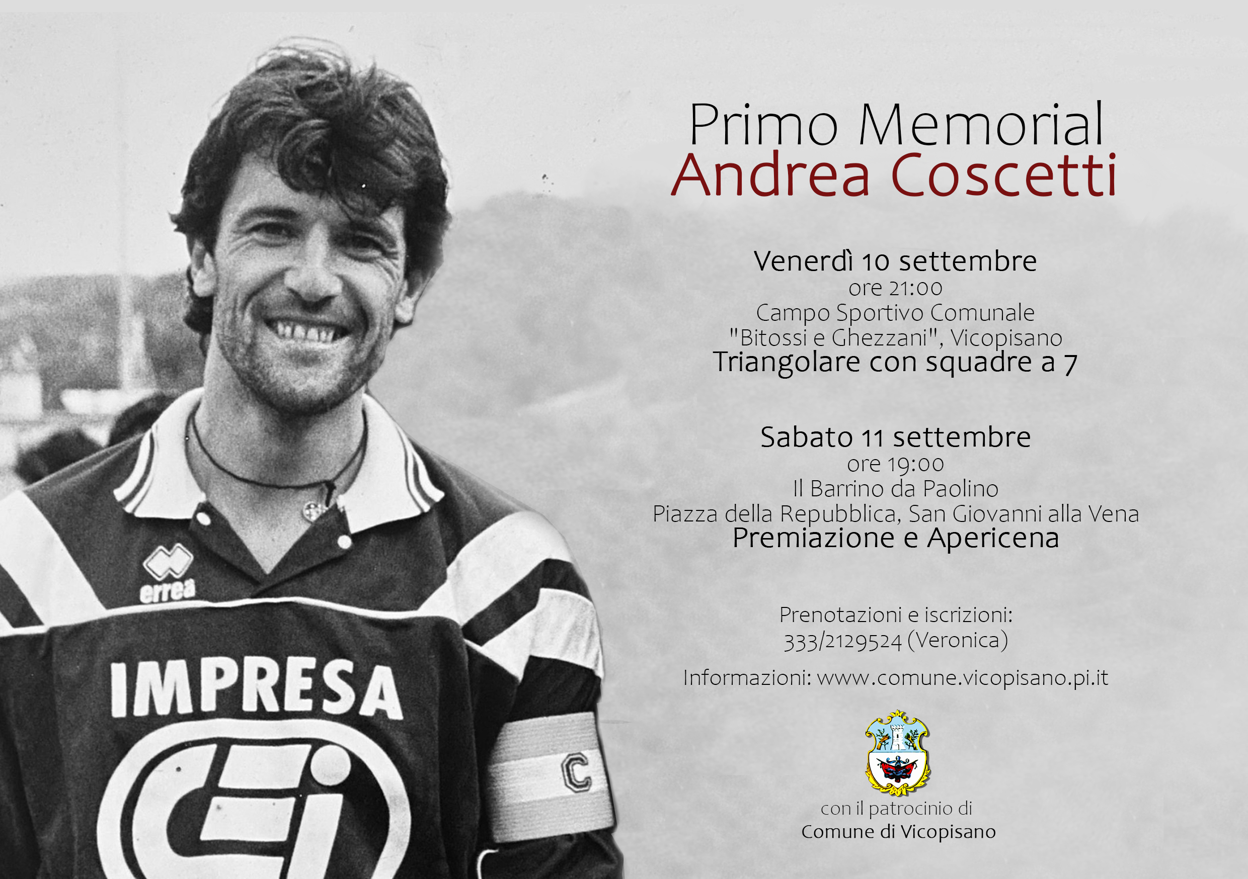 Primo Memorial Andrea Coscetti, il 10 settembre alle 21:00 al Campo ...